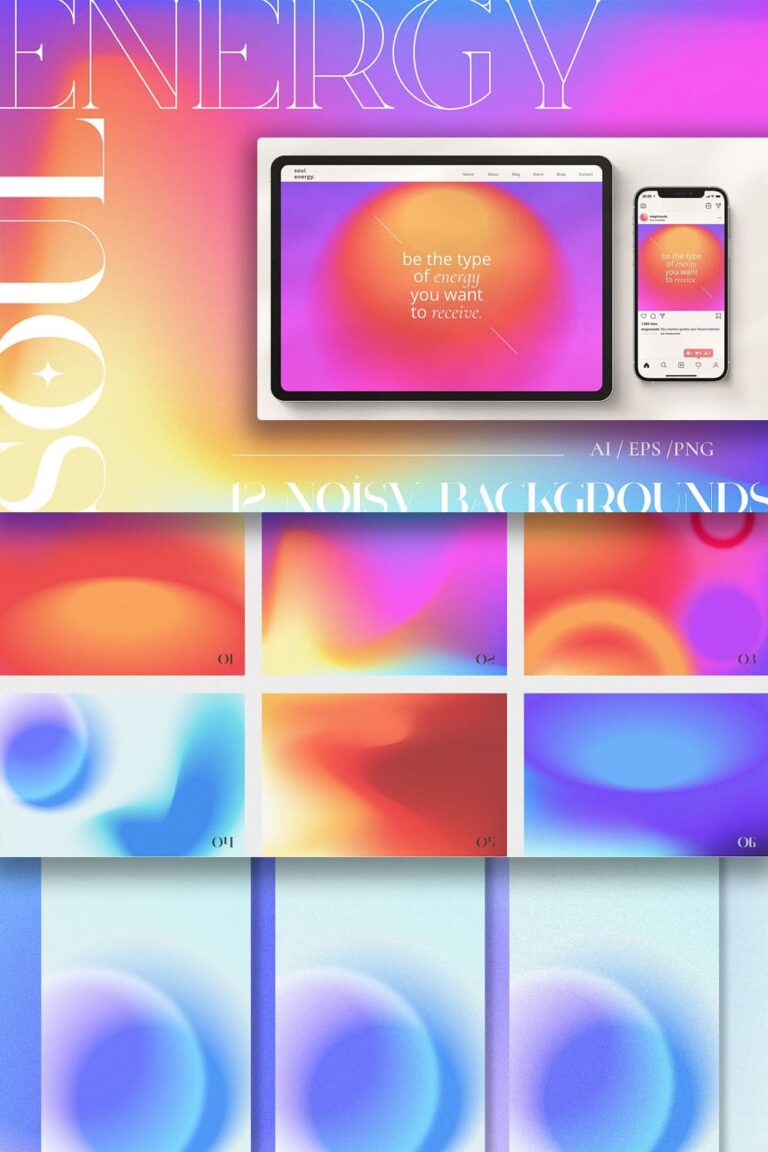 Soul Energy Vibrant Noisy Gradient Backgrounds – MasterBundles