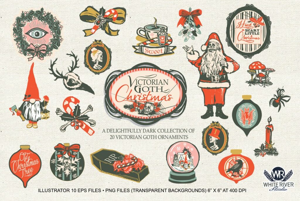 Victorian Goth Christmas Linocuts – MasterBundles