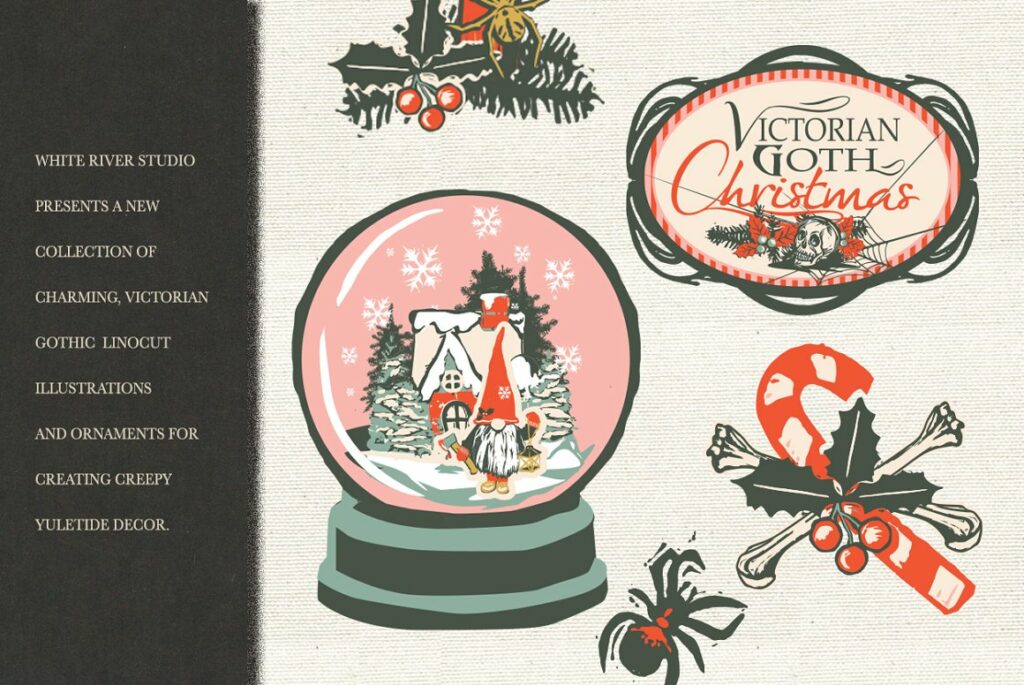 Victorian Goth Christmas Linocuts – MasterBundles