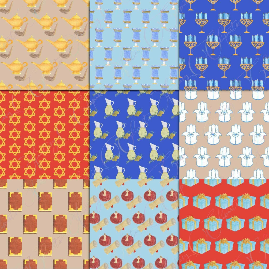 Watercolor Hanukkah Digital Paper – MasterBundles