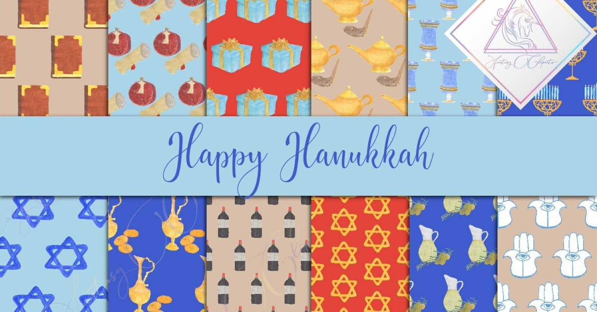 Watercolor Hanukkah Digital Paper – MasterBundles