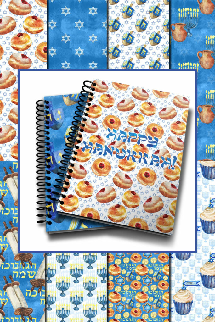 Watercolor Happy Hanukkah Seamless Digital Paper Pack – MasterBundles