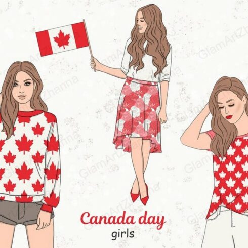 Canada Day Girls Clipart | Master Bundles