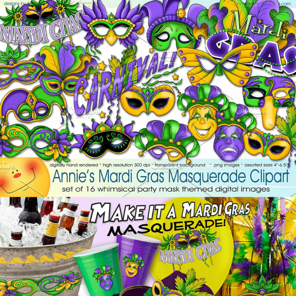 Mardi Gras Masquerade Clipart – MasterBundles