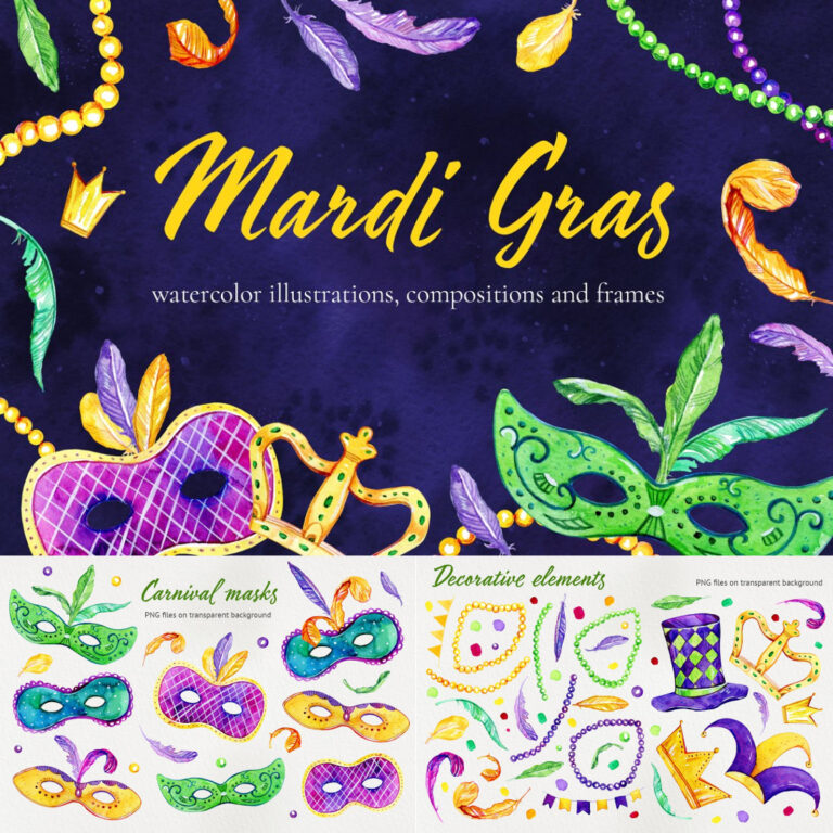 Mardi Gras Carnival Clip Art Masterbundles