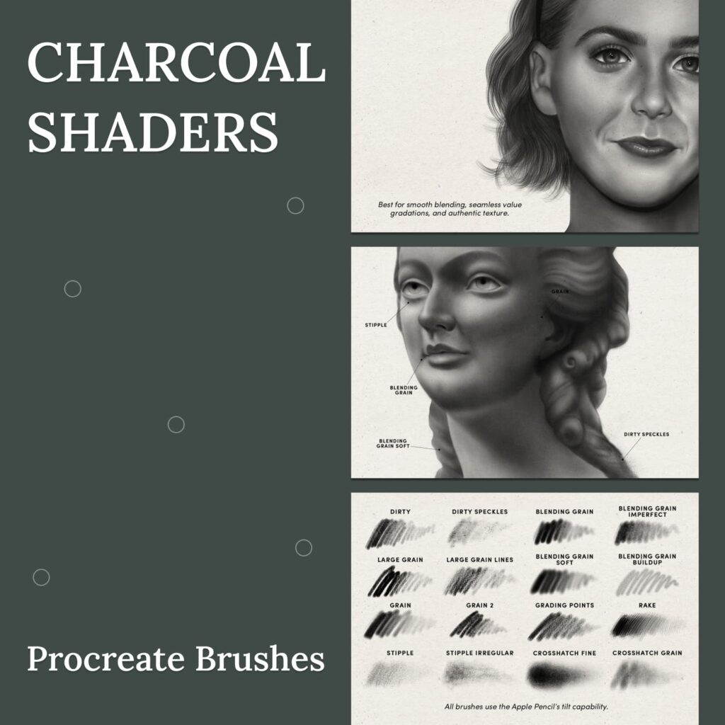 Charcoal Shaders – Procreate Brushes – MasterBundles