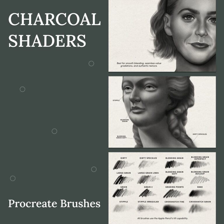 Charcoal Shaders – Procreate Brushes – MasterBundles