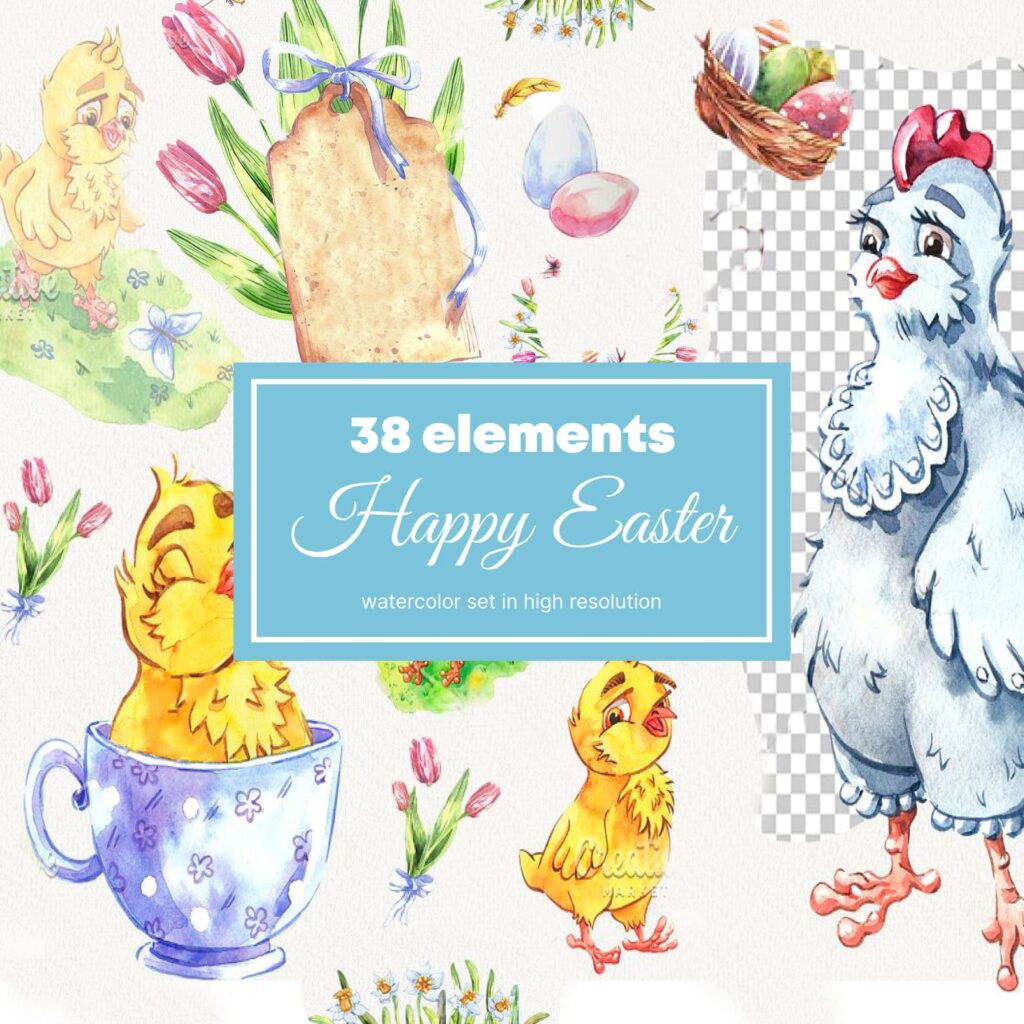 Happy Easter Clipart: 7 Funny Illustrations | Master Bundles