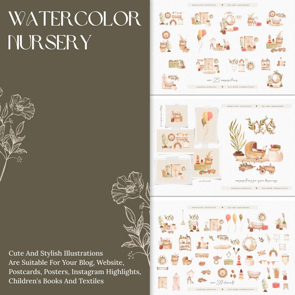 Watercolor Nursery – MasterBundles