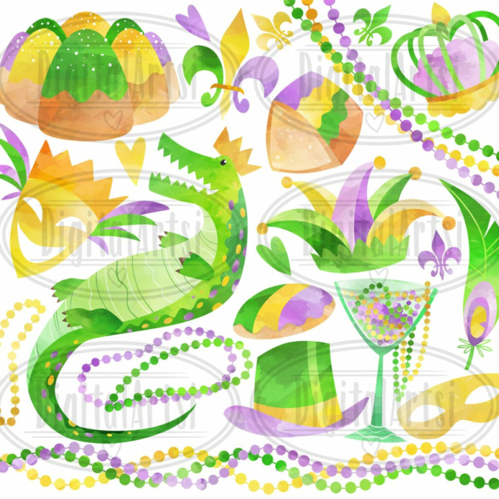 Watercolor Mardi Gras Clipart – MasterBundles