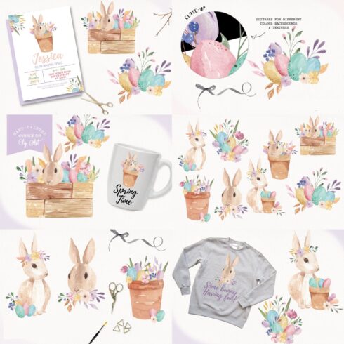Easter Bunny Pastel Eggs Clipart Kit – MasterBundles