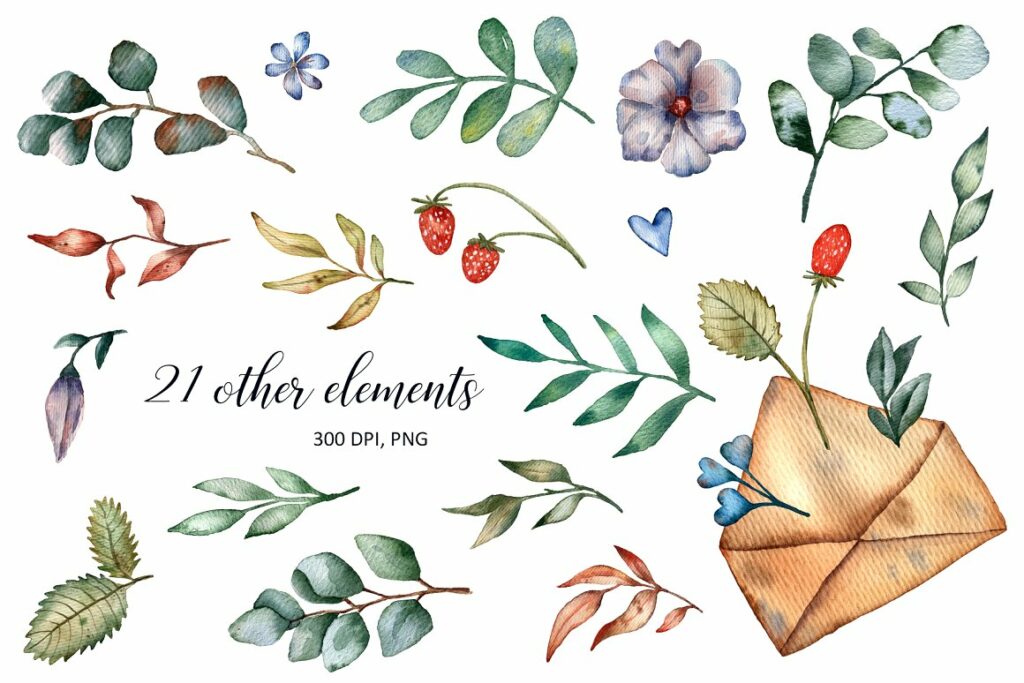 Lovers And Flowers - Watercolor Set | Master Bundles