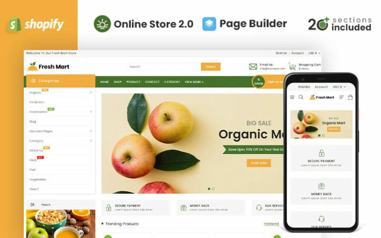 FreshMart Organic & Grocery Store Shopify Theme – MasterBundles