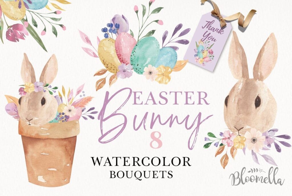 Easter Bunny Pastel Eggs Clipart Kit – MasterBundles