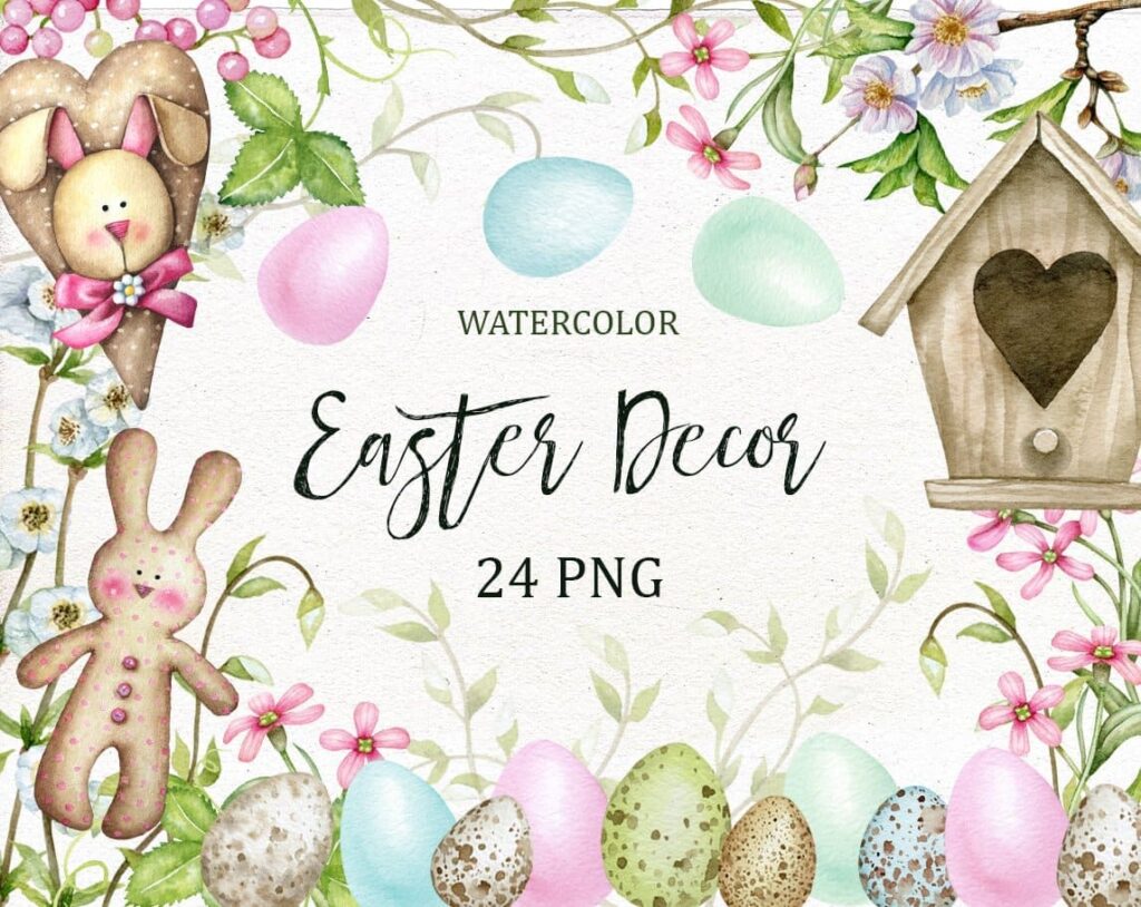 Watercolor Easter Decor Clipart – MasterBundles