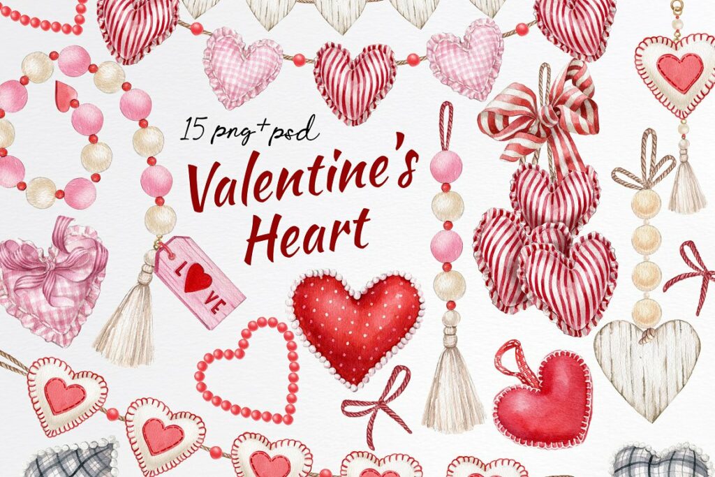 Valentine Bunting Heart Clipart – MasterBundles