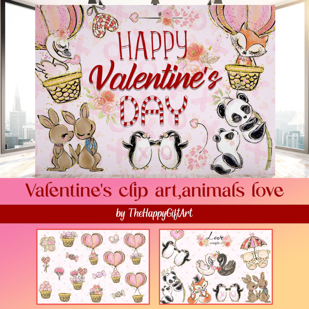 Valentine's Clip Art, Animals Love – MasterBundles