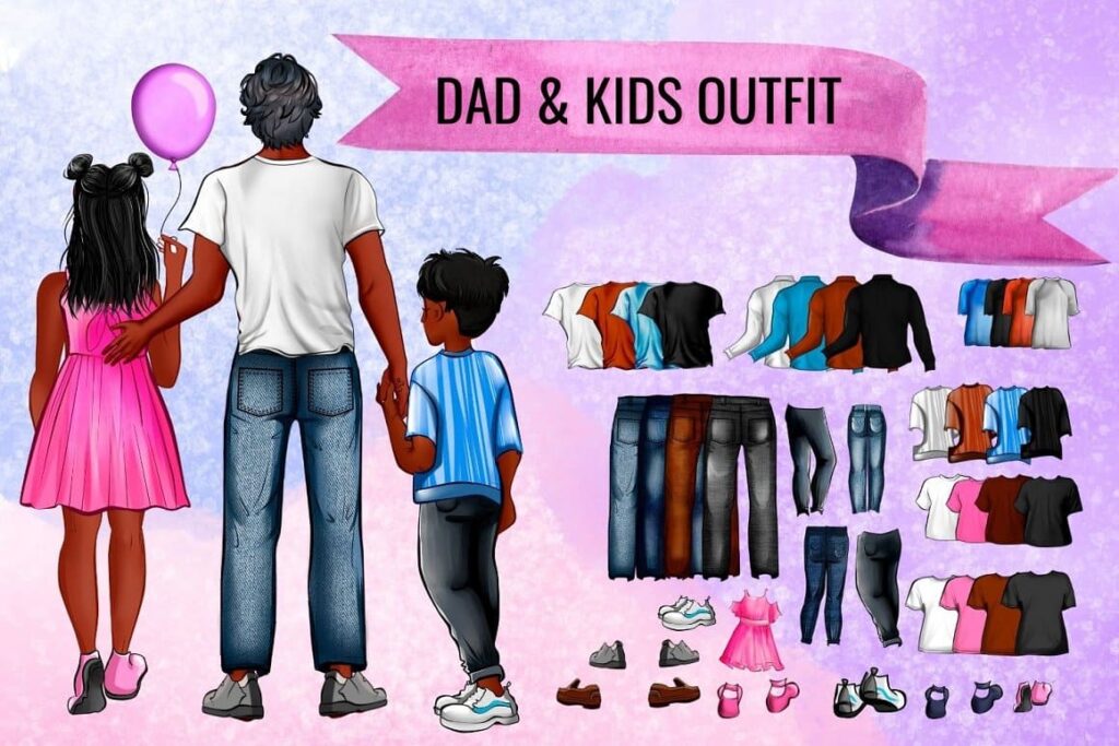 Dad & Children Family Creator Clipar – MasterBundles