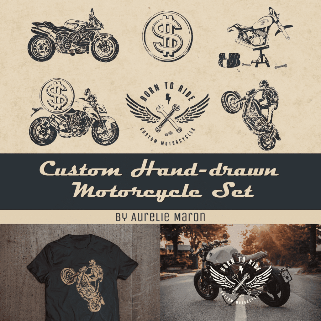 Custom Hand-drawn Motorcycle Set – MasterBundles