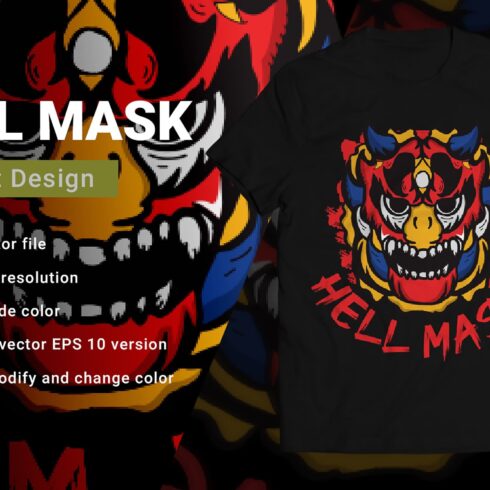 Hell Mask | T-Shirt Design | MasterBundles