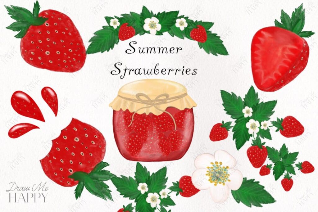 Strawberry Clipart, Fruit Clipart, Strawberries, Summer – MasterBundles