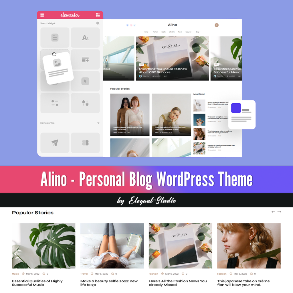 Alino - Personal Blog WordPress Theme – MasterBundles