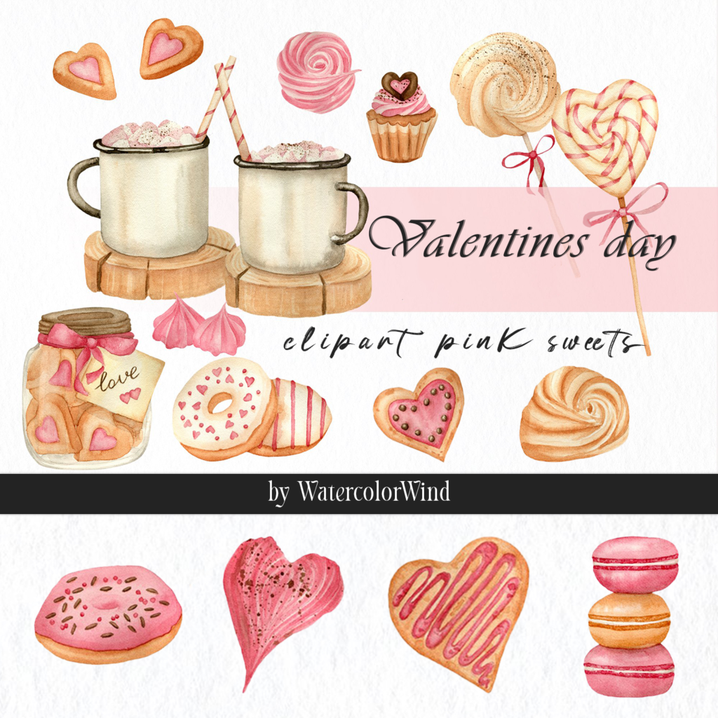 Valentines Day Clipart Pink Sweets – MasterBundles