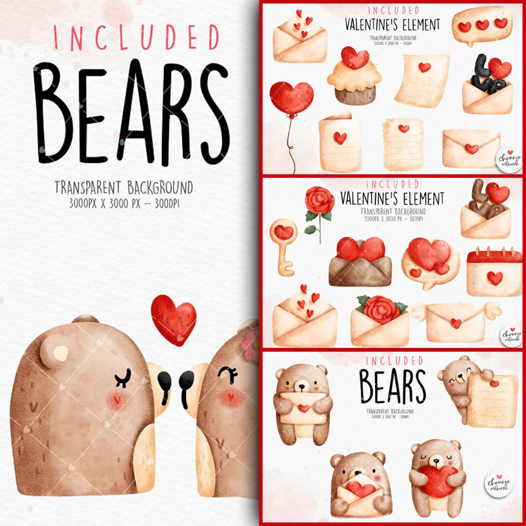 Valentine's Day Teddy Bear Clipart – MasterBundles