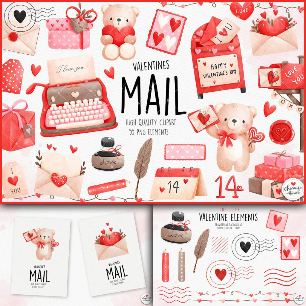 Valentine Mail Clipart – MasterBundles