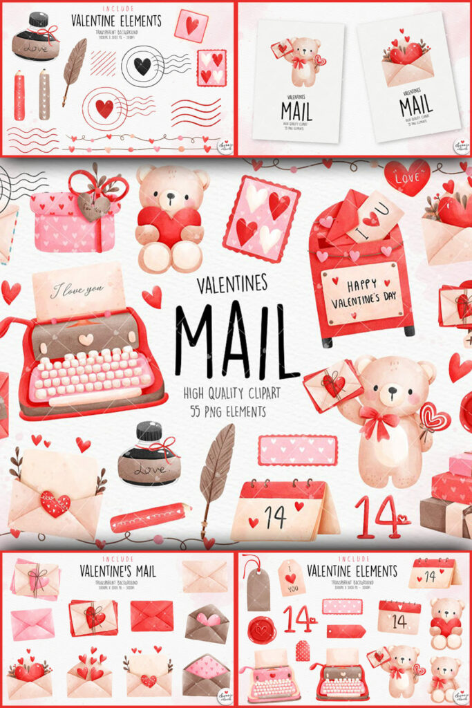 Valentine Mail Clipart – MasterBundles