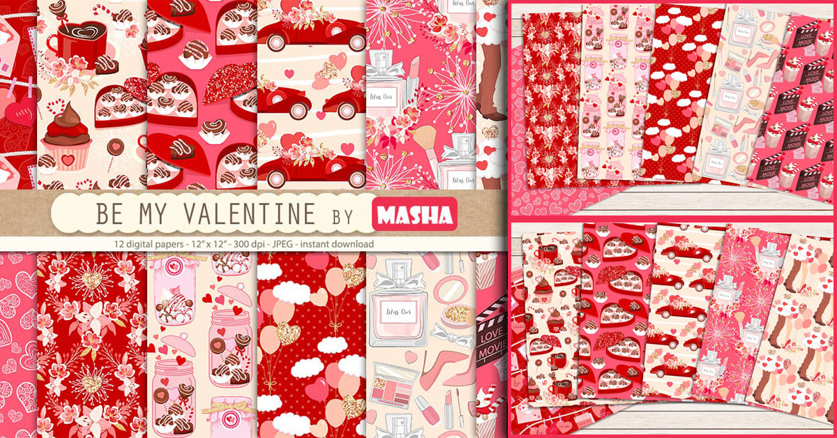 BE MY VALENTINE Digital Paper – MasterBundles