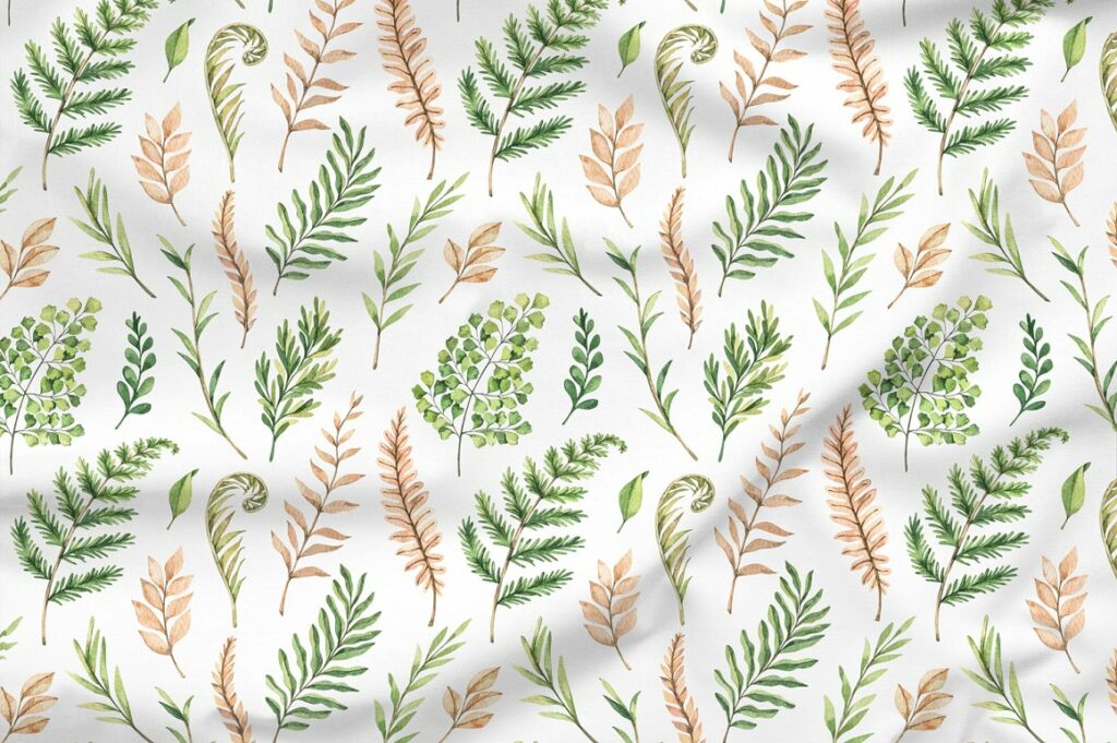 Watercolor Fern Greenery Patterns | Master Bundles