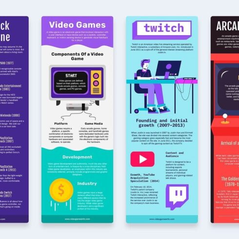 Video Game Vertical Infographics | MasterBundles