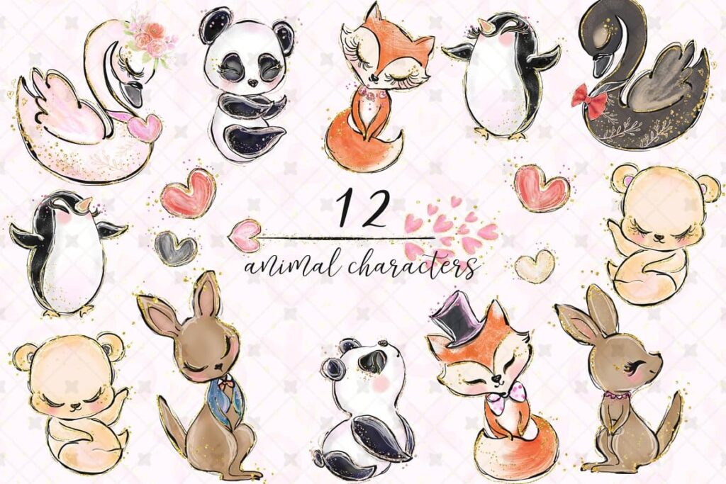 Valentine's Clip Art, Animals Love – MasterBundles