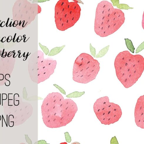 Strawberries Handpainted, Watercolor Fruit Digital Paper for ...