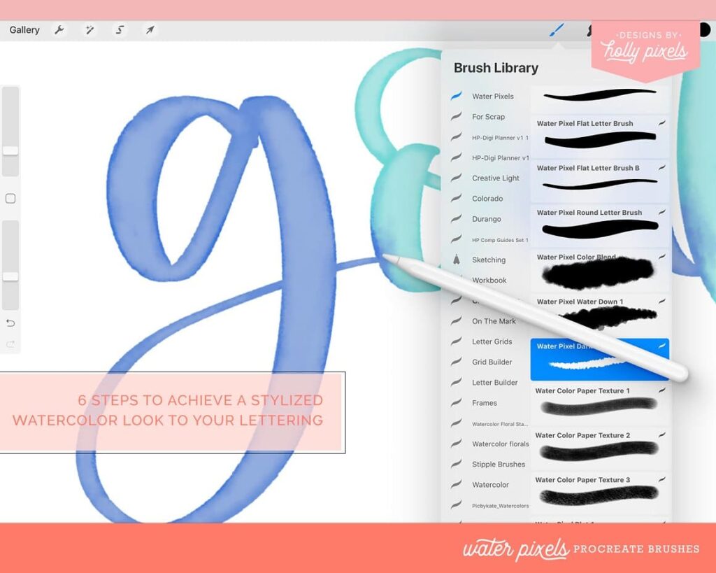 Procreate Brushes Watercolor Letters – MasterBundles