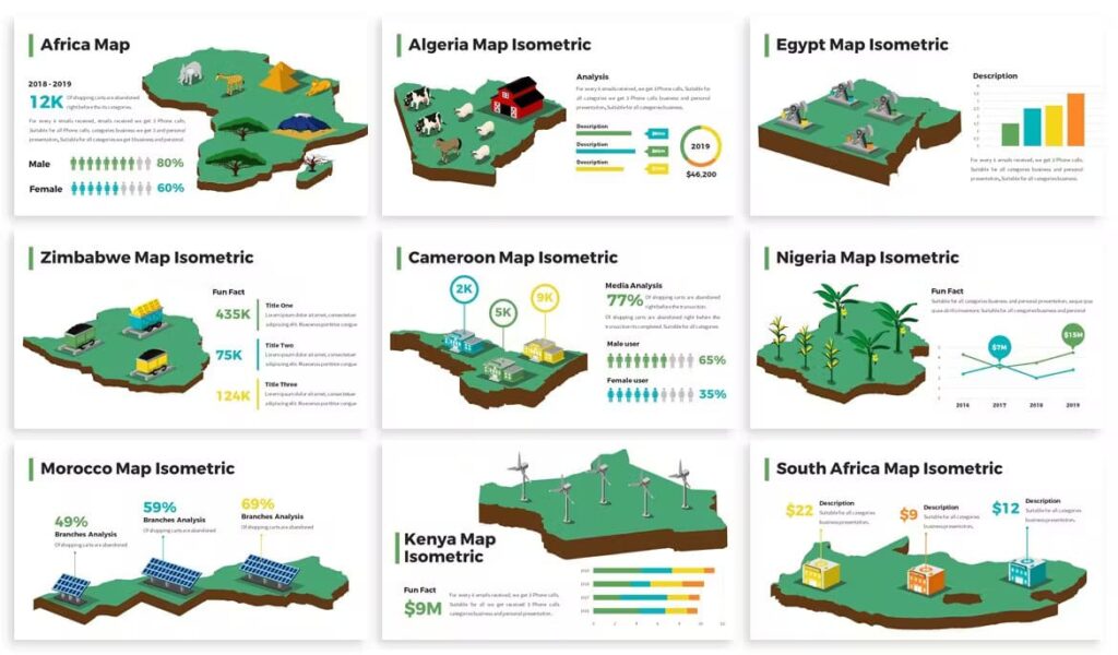 Africa Maps Isometric & Legends For Powerpoint – MasterBundles