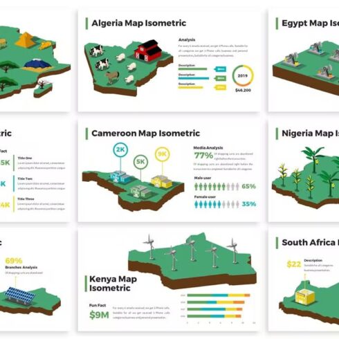 Africa Maps Isometric & Legends For Powerpoint | MasterBundles