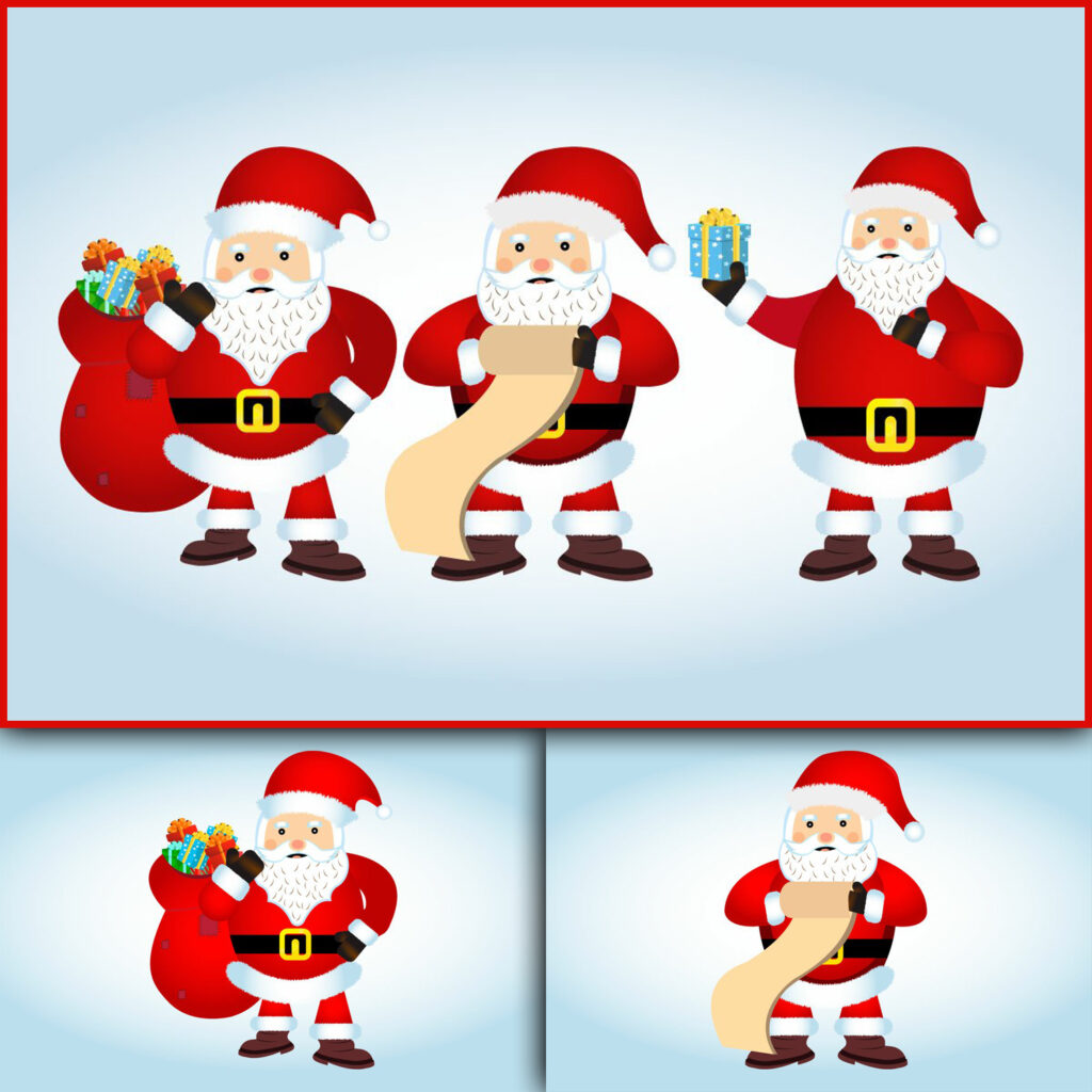 Set of Three Santa Claus Vector Design – MasterBundles