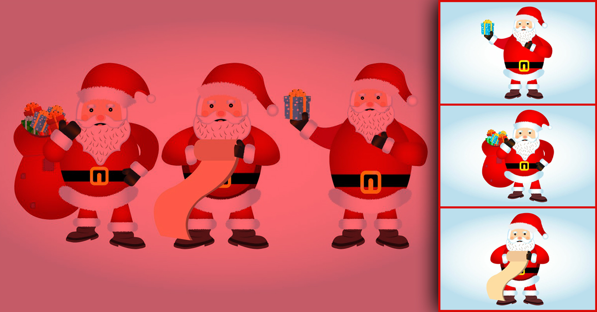 Set of Three Santa Claus Vector Design – MasterBundles