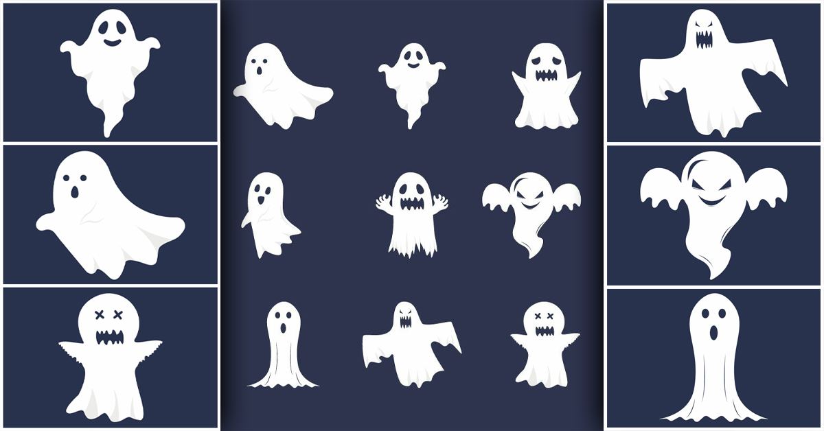 Halloween Ghost Set On A Dark Background – MasterBundles