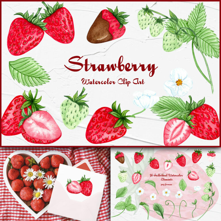 Strawberry Clipart. Summer Fruit PNG | Master Bundles