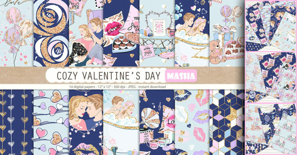 Cozy Valentine's Day Digital Papers – MasterBundles
