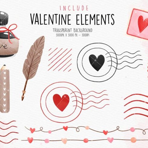 Valentine Mail Clipart | Master Bundles