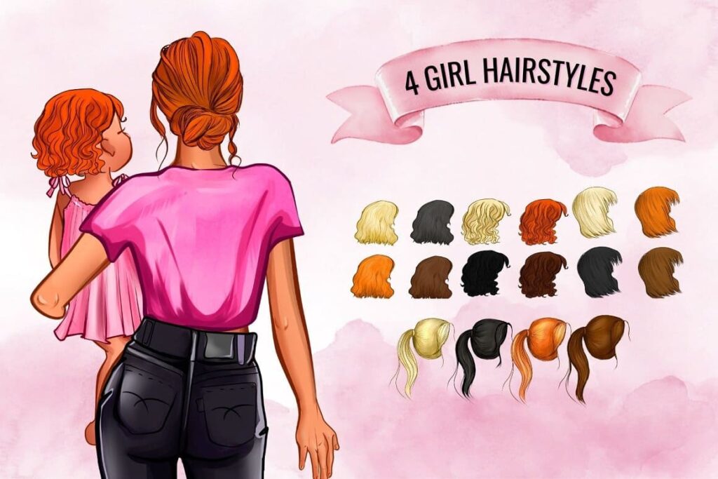 Mom & Daughter Family Creator Clipar – MasterBundles