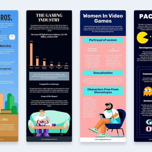 Video Game Vertical Infographics | MasterBundles