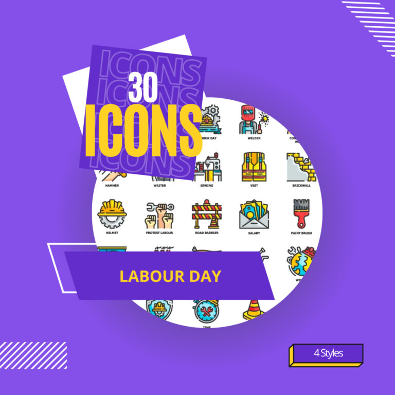 30 Labour Day Icons x 4 Styles – MasterBundles