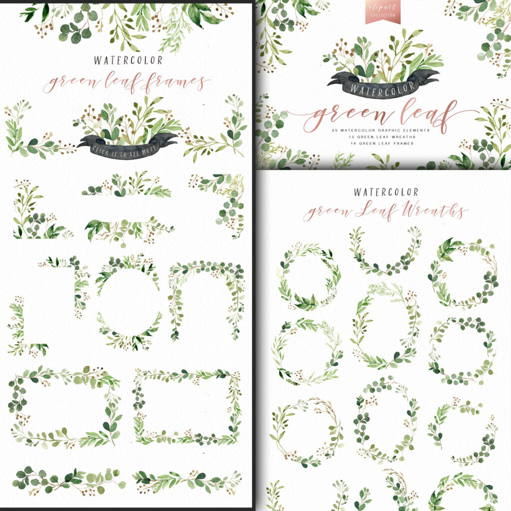 Watercolor Green Leaf Clip Art – MasterBundles
