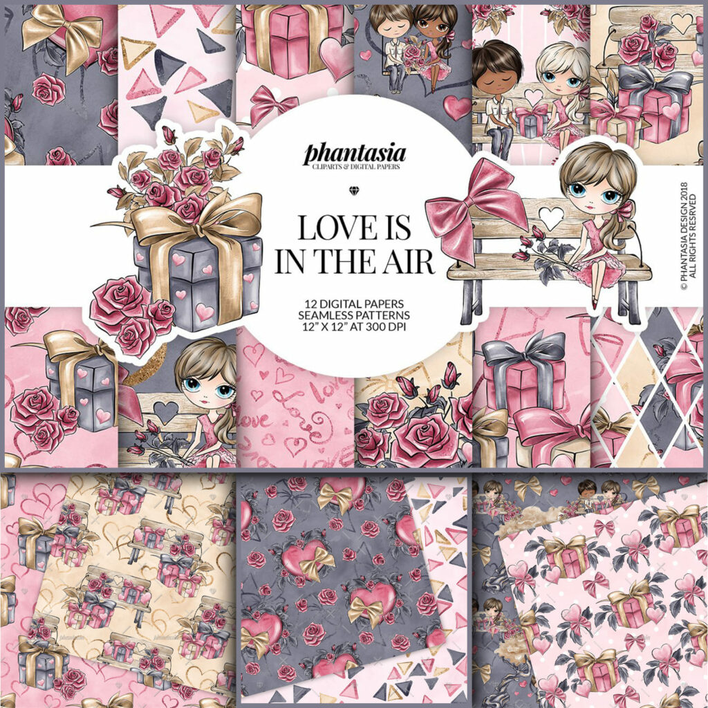 Valentines Day Digital Papers – MasterBundles