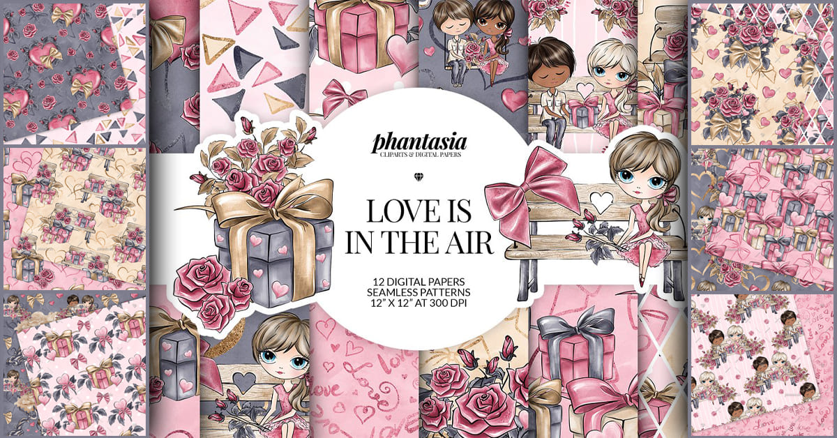 Valentines Day Digital Papers – MasterBundles